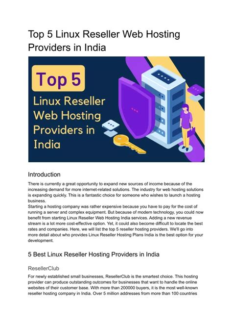 Ppt Top 5 Linux Reseller Web Hosting Providers In India Powerpoint