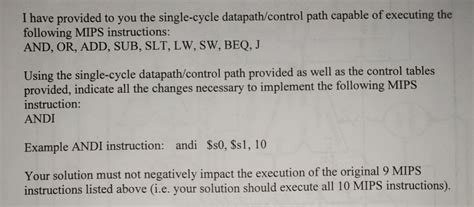 I Have Provided To You The Single Cycle Chegg Com