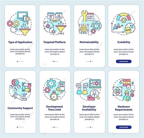 Mobile App Screen Set For Choosing Programming Languages During