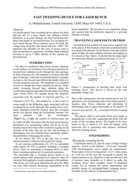Pdf Fast Sweeping Device For Laser Bunch