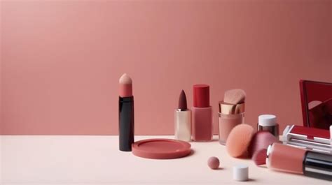 Premium Ai Image Fashion Woman Make Up Product Brushes Lipstick Nail