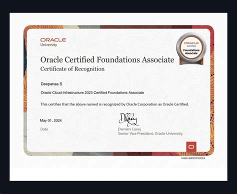 Deepanaa S On Linkedin Oracleuniversity Oraclecertified Skillup Ceritification