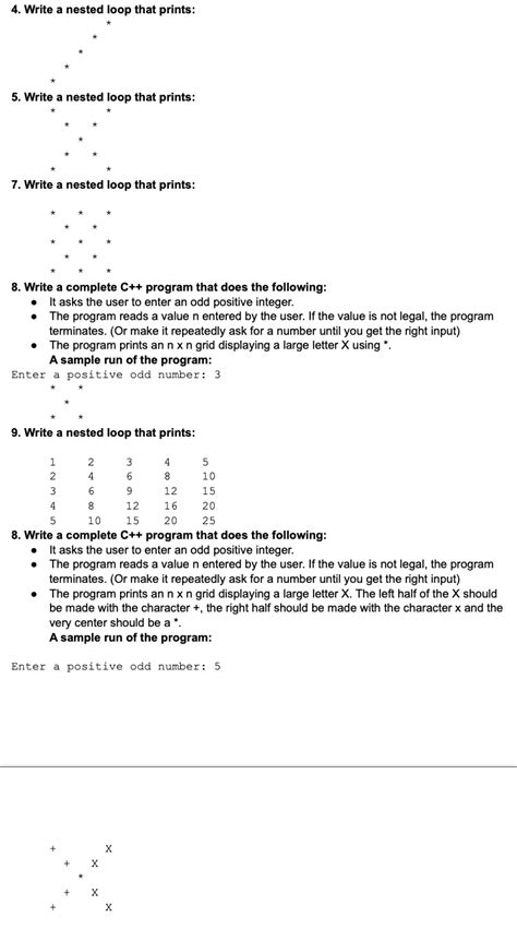 Solved 4 Write A Nested Loop That Prints 5 Write A Nested