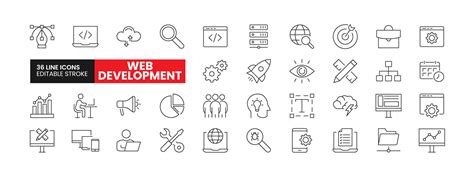 Set Of 36 Web Development Line Icons Set Web Development Outline Icons With Editable Stroke