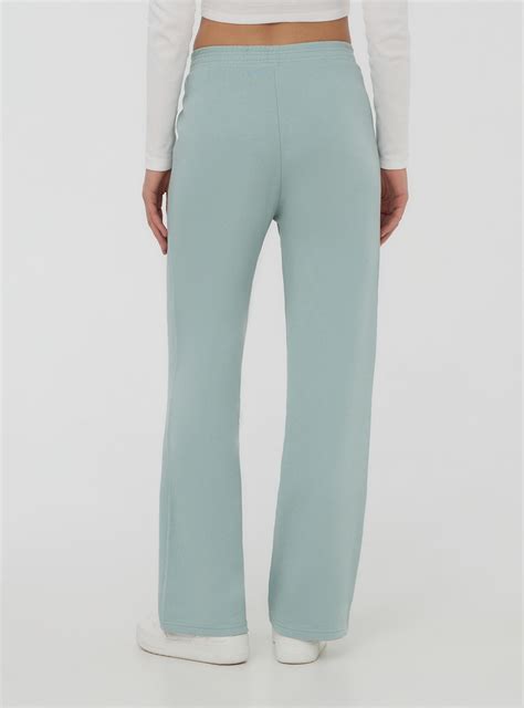 Pantaloni Tuta Wide Leg Con Ricamo College Verde Acqua Chiaro