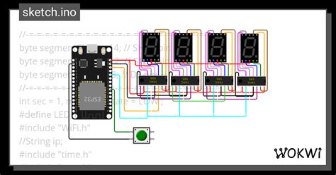 Esp32 7 Segment 4 Digit Ic74hc595 Clock Without Rtc Module Wokwi