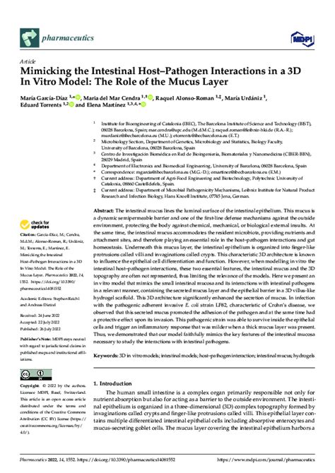 Pdf Mimicking The Intestinal Hostpathogen Interactions In A 3d In