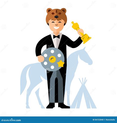 Récompense De Cinéma De Vecteur Le Meilleur Acteur Illustration Colorée