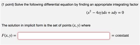 solved 1 point solve the following differential equation