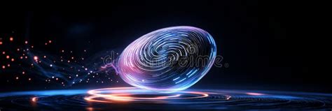 Glowing Digital Fingerprint Data Stream Abstract Digital Art Depicting A Glowing Fingerprint