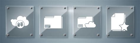 별 클라우드 스토리지 텍스트 문서 폴더 문서 폴더 및 클라우드 다운로드 및 업로드와 함께 문서를 설정합니다 정사각형 유리 패널 벡터 1위에 대한 스톡 벡터 아트 및 기타