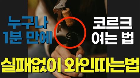 와인🍷 코르크 마개 부러지지 않고 완벽하게 따는 법😎 Youtube