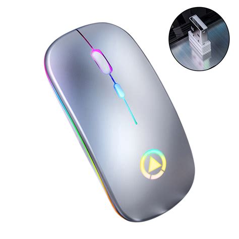 White 2 4g Wireless Mouse Silent Mute Rechargeable Grandado