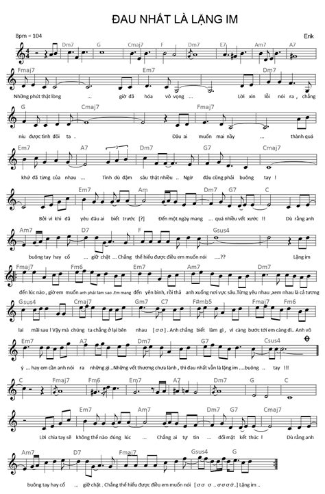 Hợp âm Nốt Và Lời Đau Nhất Là Lặng Im Quang Hùng Masterd Sheet