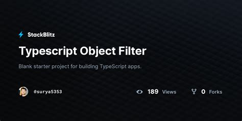 Typescript Object Filter Stackblitz