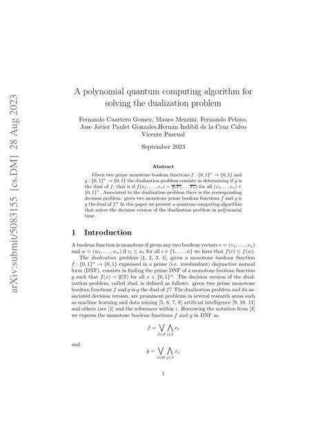 Pdf A Polynomial Quantum Computing Algorithm For Solving The