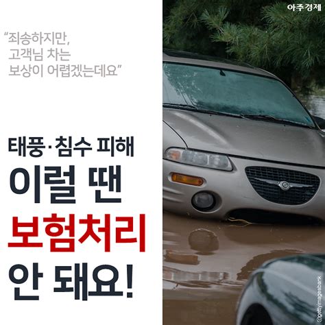 태풍·침수로 인한 자동차 파손이럴 땐 보험 처리 안 돼요 카드뉴스 아주경제