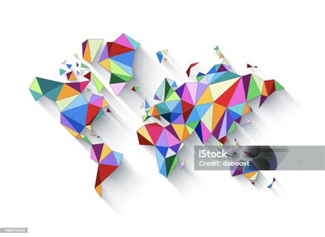 다채로운 다각형으로 만든 세계지도 모양 흰색 배경에 3d 그림 0명에 대한 스톡 사진 및 기타 이미지 0명 공란 그림자 Istock