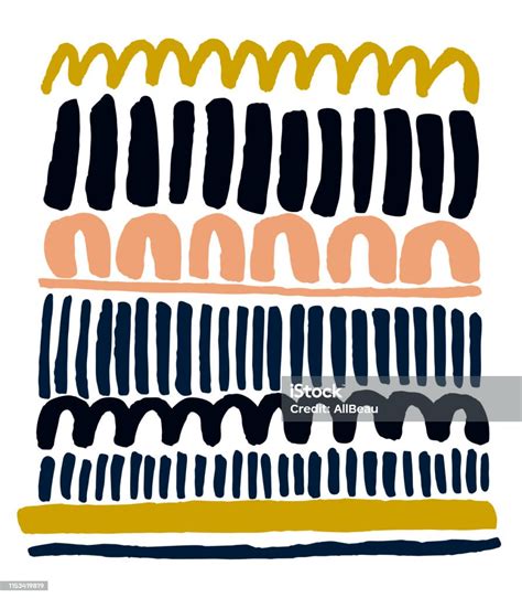 손으로 그린 또는 손으로 그린 추상적인 여름 컬러 패턴 또는 그래픽 인쇄 미니 멀리즘 스칸디나비아 스타일에서 영감을 다양 한 기하학적 모양 라인 파도 다양 한 색상의 U