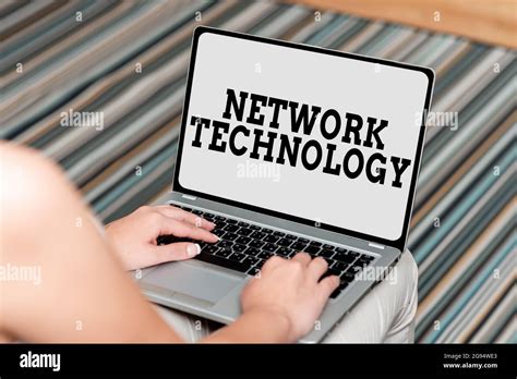 Text Caption Presenting Network Technology Concept Meaning Transmit Data Digitally Through