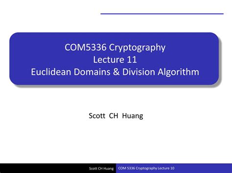 PPT Cryptography Lecture Euclidean Domains Division Algorithm PowerPoint
