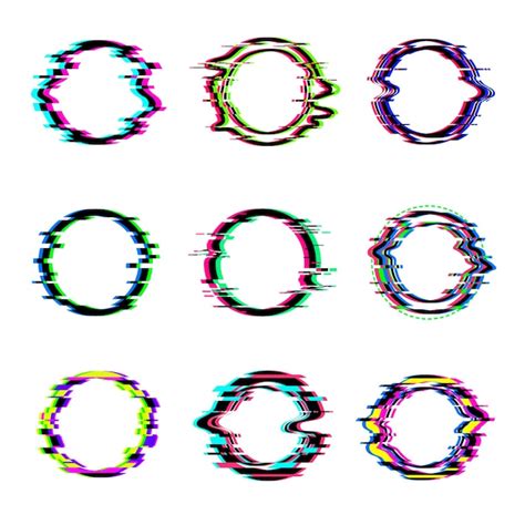 Premium Vector Glitch Circles Round Glitched Digital Frames Dynamic