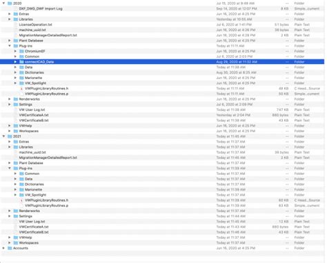 Vw2021 Connectcad Data Folder Not Migrated When Upgrading From 2020 Connectcad Vectorworks