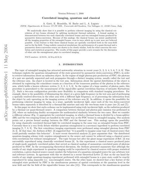 Pdf Ghost Imaging Quantum And Classical Aspects