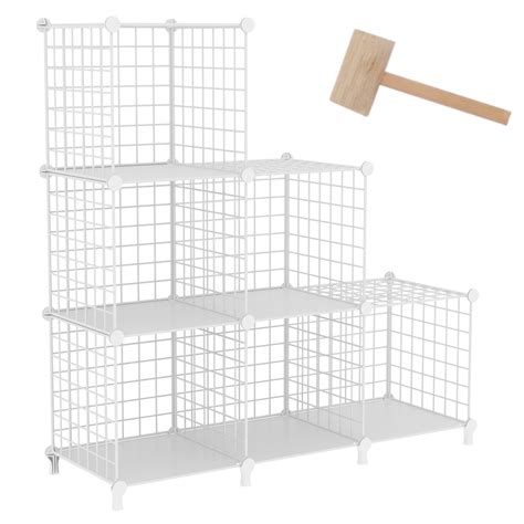 Buy Awtatos Wire Cube Storage Metal Grids 6 Cubes Bookshelf Bookcase Stackable Closet Shelves