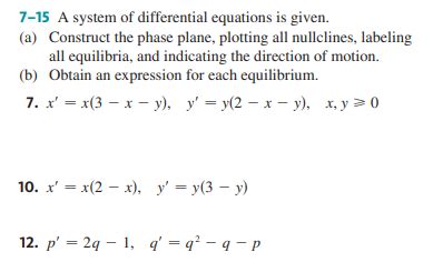 Solved A System Of Differential Equations Is Given A Chegg