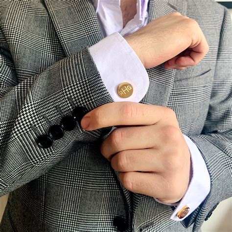 Engraved Metal Cufflinks With Monogram T For Groomsman And Fil