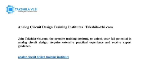 Ppt Analog Circuit Design Training Institutes Takshila