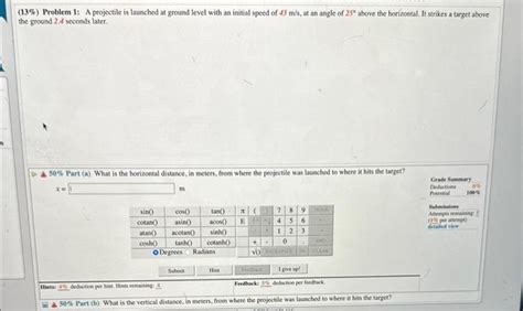 Solved Problem A Projectile Is Launched At Ground Chegg