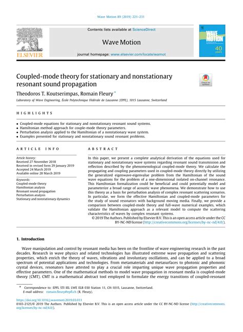 Pdf Coupled Mode Theory For Stationary And Nonstationary Resonant