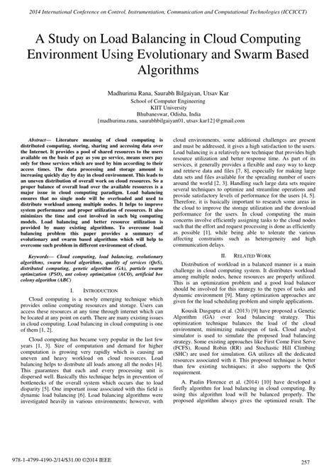 Pdf A Study On Load Balancing In Cloud Computing Environment Using