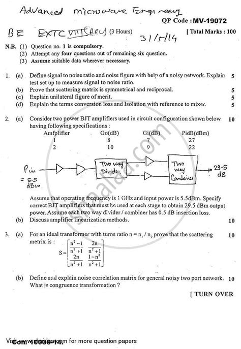 Advance Microwave Engineering 2013 2014 Be Electronics And Telecommunication Engineering