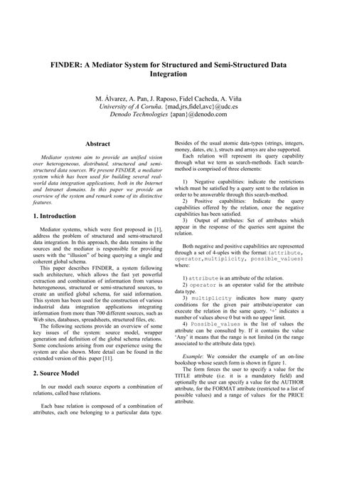 Pdf Finder A Mediator System For Structured And Semi Structured Data