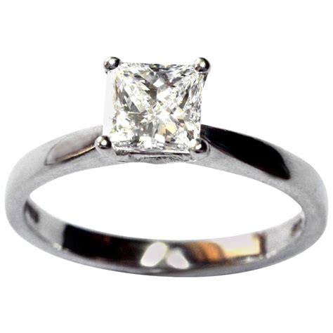 72 Carat Princess Cut Platinum White Diamond Engagement Ring For Sale