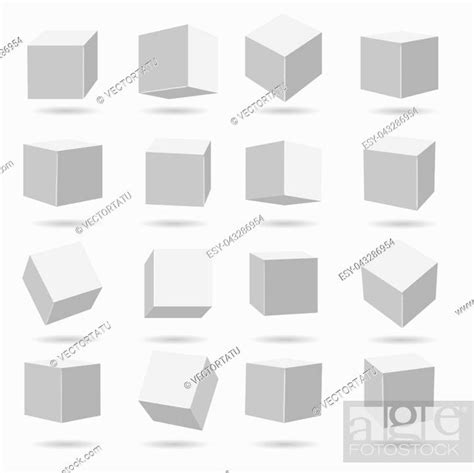 White Cubes Geometry Modeling Cube Set Isolated On White Background Stock Vector Vector And