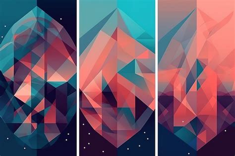 Premium Ai Image Abstract Background With Geometric Shapes Design In Three Colors Generative Ai