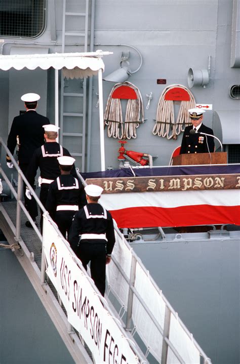 Crewman Cross The Brow Of The Guided Missile Frigate Uss Simpson Ffg