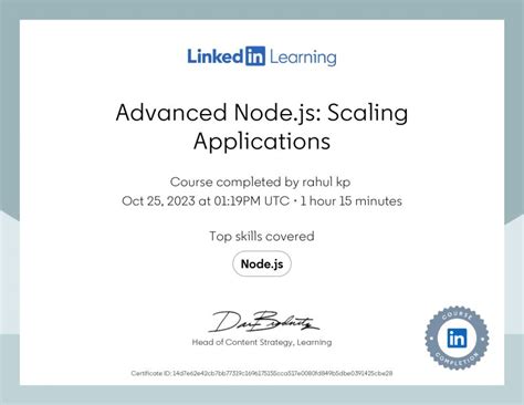 Just Earned 5 New Linkedin Learning Certifications In Node Js 😎 Rahul K P