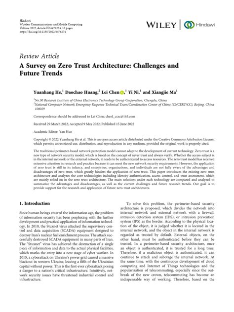 zta architecture survey paper pdf computer access control