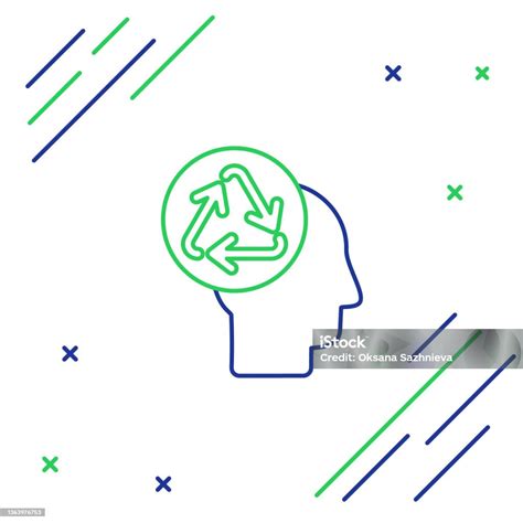 흰색 배경에 격리 된 재활용 아이콘과 인간의 머리를 라인 재활용 사고 생태 친화적 입니다 다채로운 개요 개념 벡터 개념에 대한 스톡 벡터 아트 및 기타 이미지 Istock