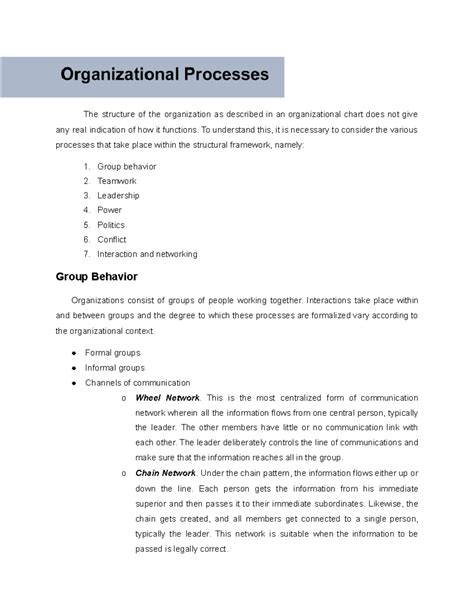 Organizational Processes The Structure Of The Organization As