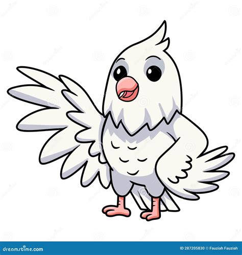 Cute Albino Cockatiel Bird Cartoon Waving Hand Stock Vector Illustration Of Character Fauna