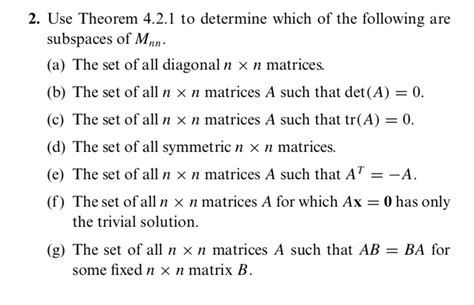solved 2 use theorem 4 2 1 to determine which of the