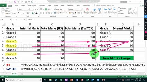 Ifs Switch Function Example In Excel Youtube