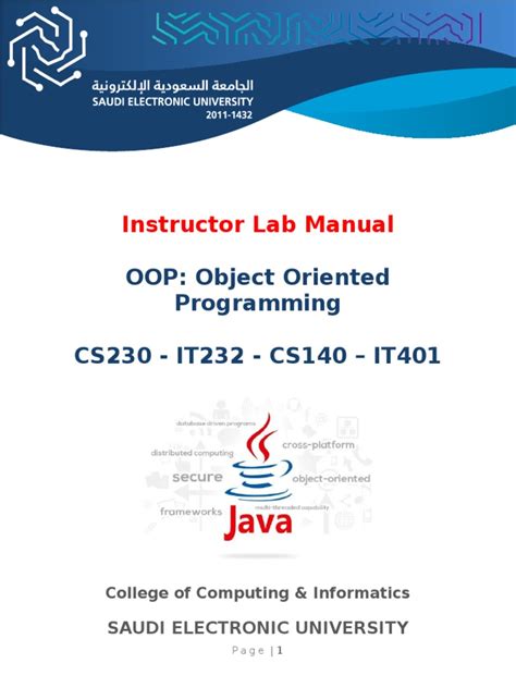 Instructor Lab Manual Oop Object Oriented Programming Cs230 It232