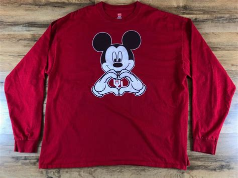 Mickey Mouse Ou Oklahoma University Sooners Loves Heart Red Ls Shirt